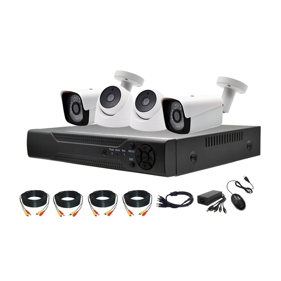 4CH HD DVR Home CCTV Kit 4 Camera Security System APP IR Outdoor Night ...