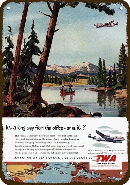 1951 TWA TRANS WORLD AIRLINES Vintage Look DECORATIVE METAL SIGN LAKE ...