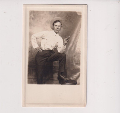 Postcard RPPC Real Photo Man Smoking Cigar And Posing AZO ca. 1904-1918 ...