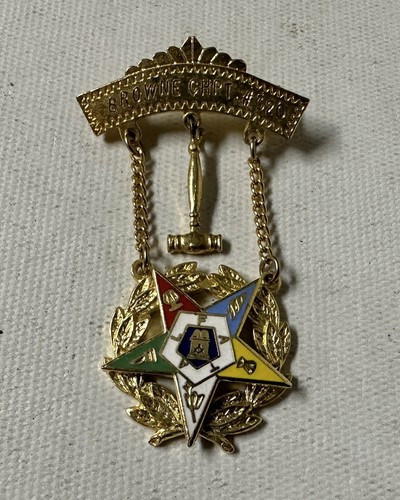 Vintage Order of the Eastern Star Past Matrons Pin Gold Tone Chapter ...