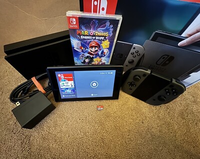 MARIO BUNDLE Nintendo Switch V2 w/SEALED game! Perfect gift arrives by ...