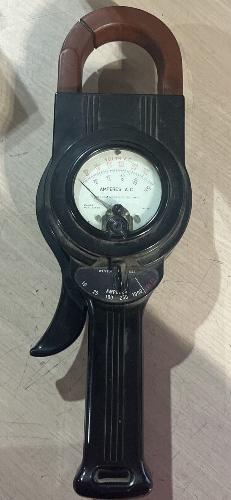 WESTON MODEL 633 CLAMP-ON AMMETER W/ 633-85 METER | eBay