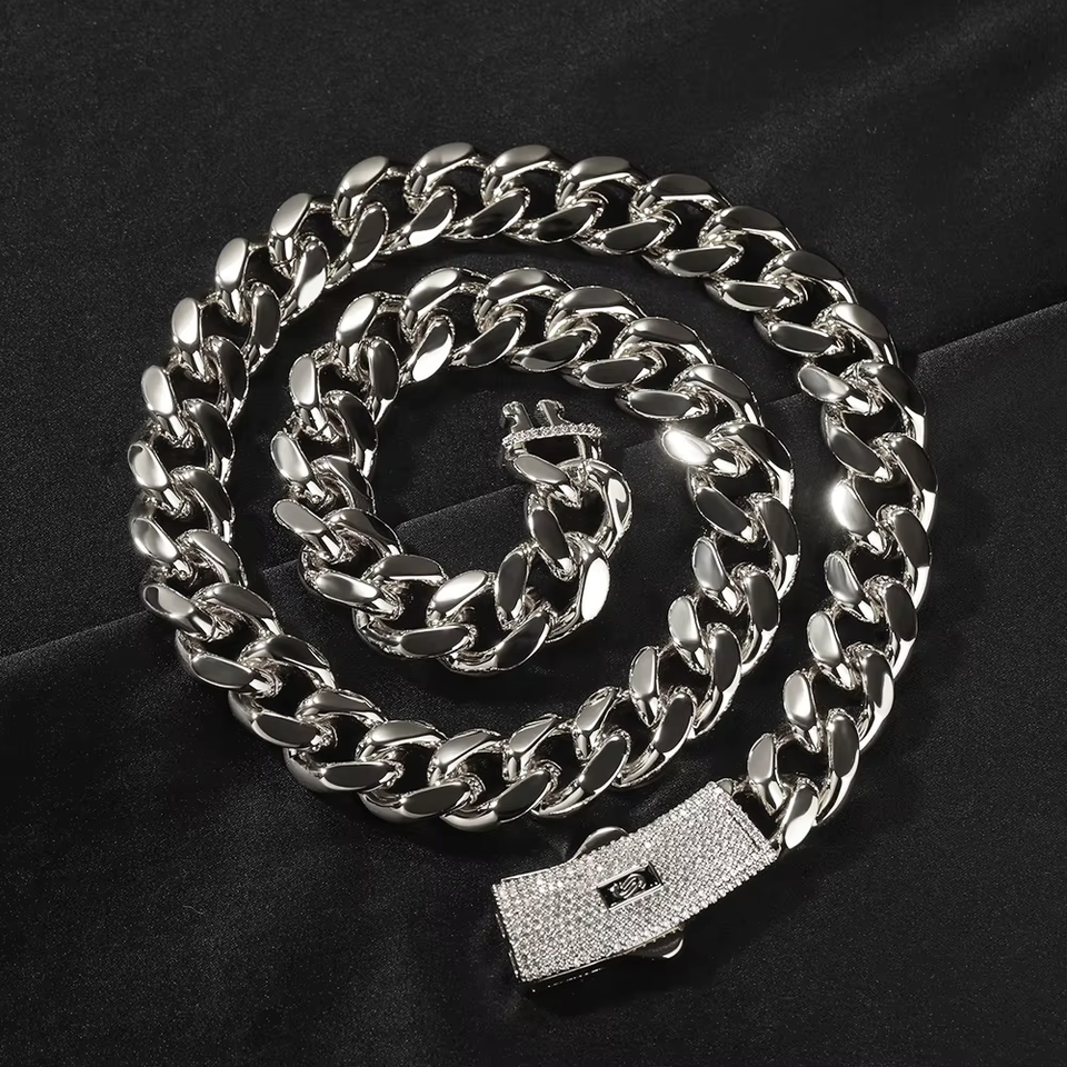 Custom Hip Hop Shiny Miami Cuban Chain Stainless Steel High Polished ...