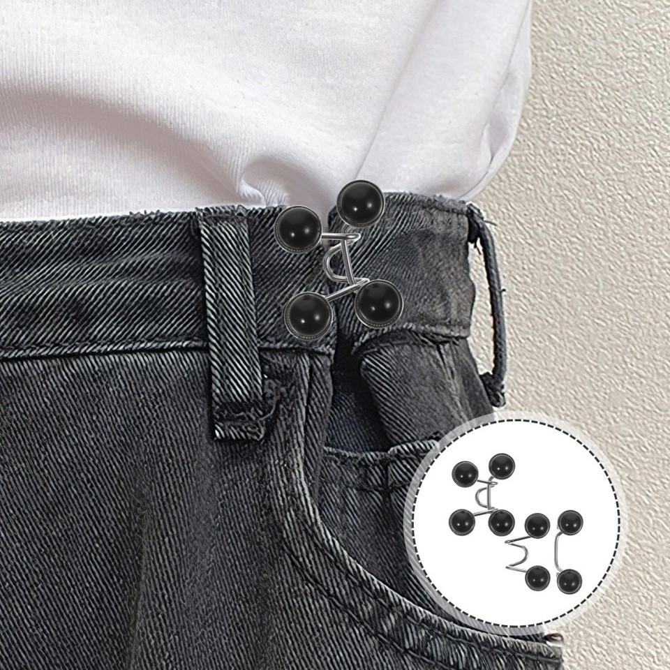 2pcs Adjustable Waist Buttons Nail-free Reusable Buttons Jeans Clips ...