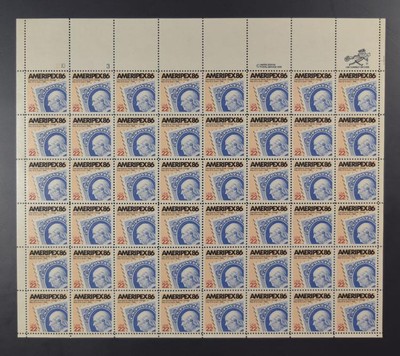 US SCOTT 2145 SHEET OF 48 AMERIPEX 86 CHICAGO STAMP SHOW STAMPS 22 CENT ...
