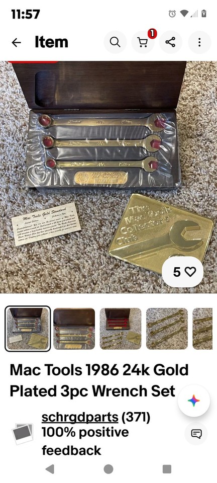 1986 Mac Tools Limited Edition 3piece Wrench Set.24 Caret Gold Plated ...