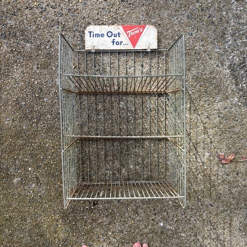 Vintage Time Out For Tom's Snack Display Steel Wire Shelf Advertising ...