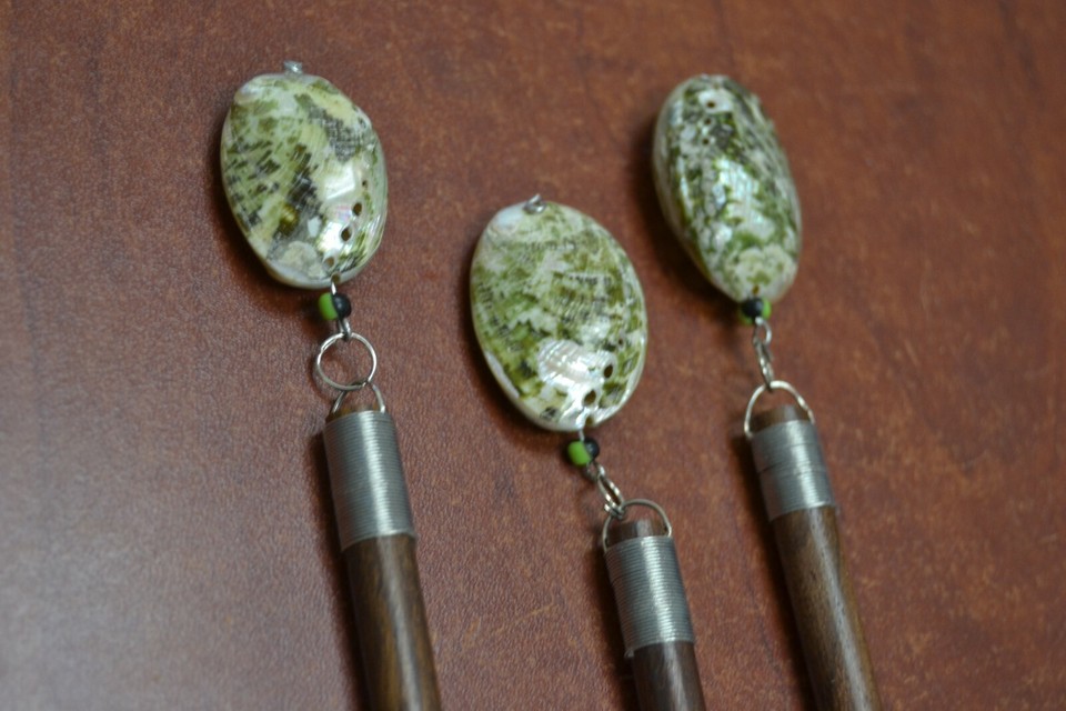 3 PCS HANDMADE GREEN ABALONE SHELL WOOD HAIR STICKS #HP-99 | eBay