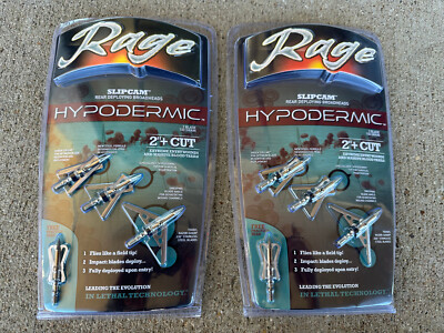 2 packs Rage Hypodermic Broadheads 100 Grain 2" Cut with PRACTICE POINT ...