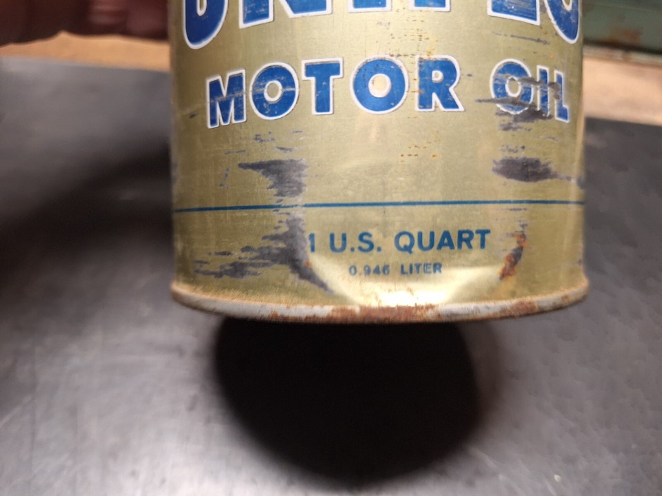Vintage Enco Uniflo Motor Oil Company metal Can full quart 10W-20W-40 ...