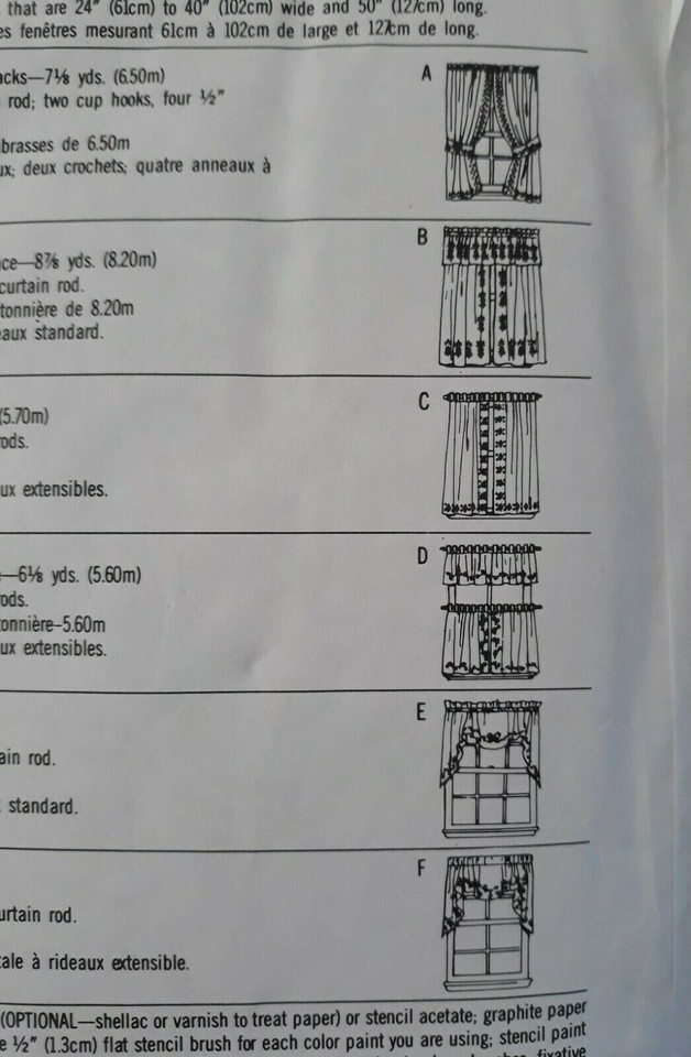 Simplicity 8694 Curtain Valance Cafe Swag Panel Stencils Abbie's Jiffy ...