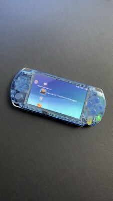 Clear Blue Custom PSP Console Bundle: Includes Battery, Storage, and ...
