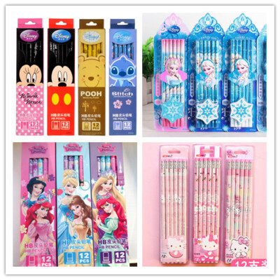 12PC Frozen Elsa HB Pencils Snow Eraser Kids Childrens Party Bag ...