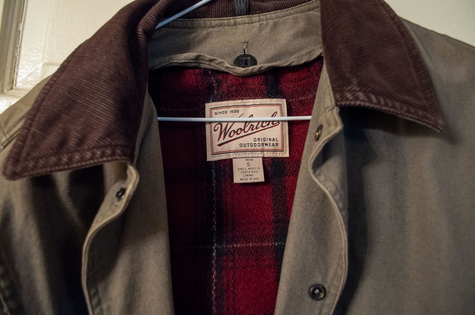 Mens Small Woolrich Canvas Jacket With Wool Liner coat dark green | eBay