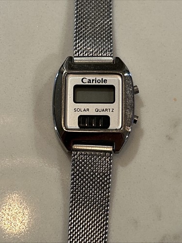 Vintage Cariole Digital LED, LCD Wristwatch Sliver Tone Solar Quartz | eBay