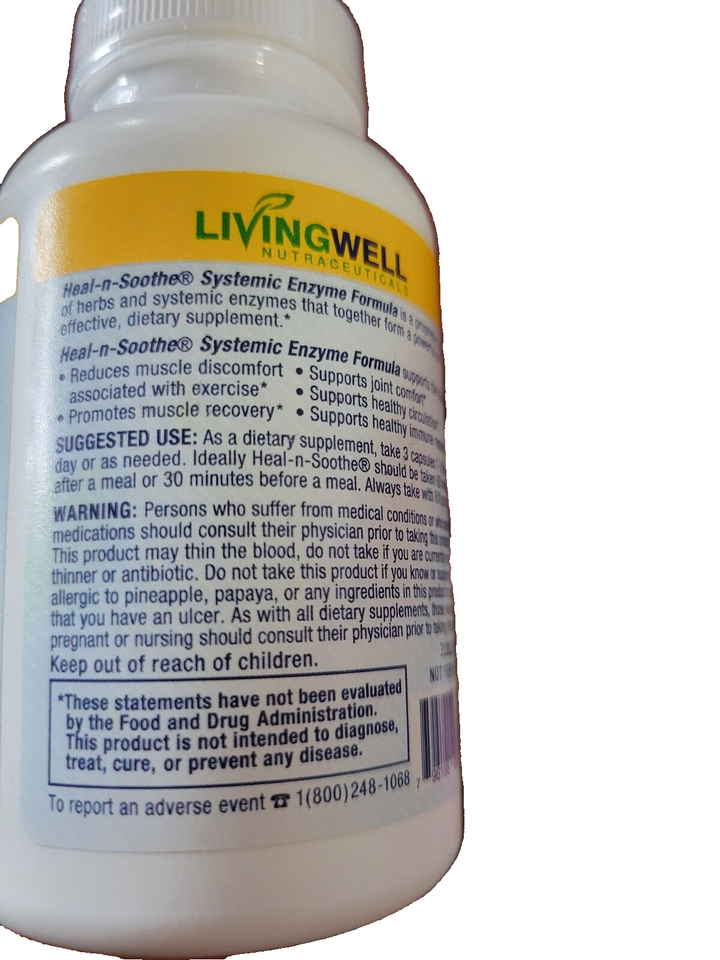 LivingWell Nutraceuticals Heal-N-Soothe Systemic- Enzyme Formula 90 ...
