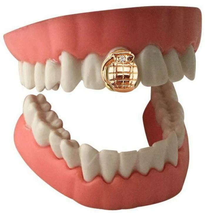 Open Face Crown 14K Gold Plated Grillz CZ Bling Six 6 Open Face Upper