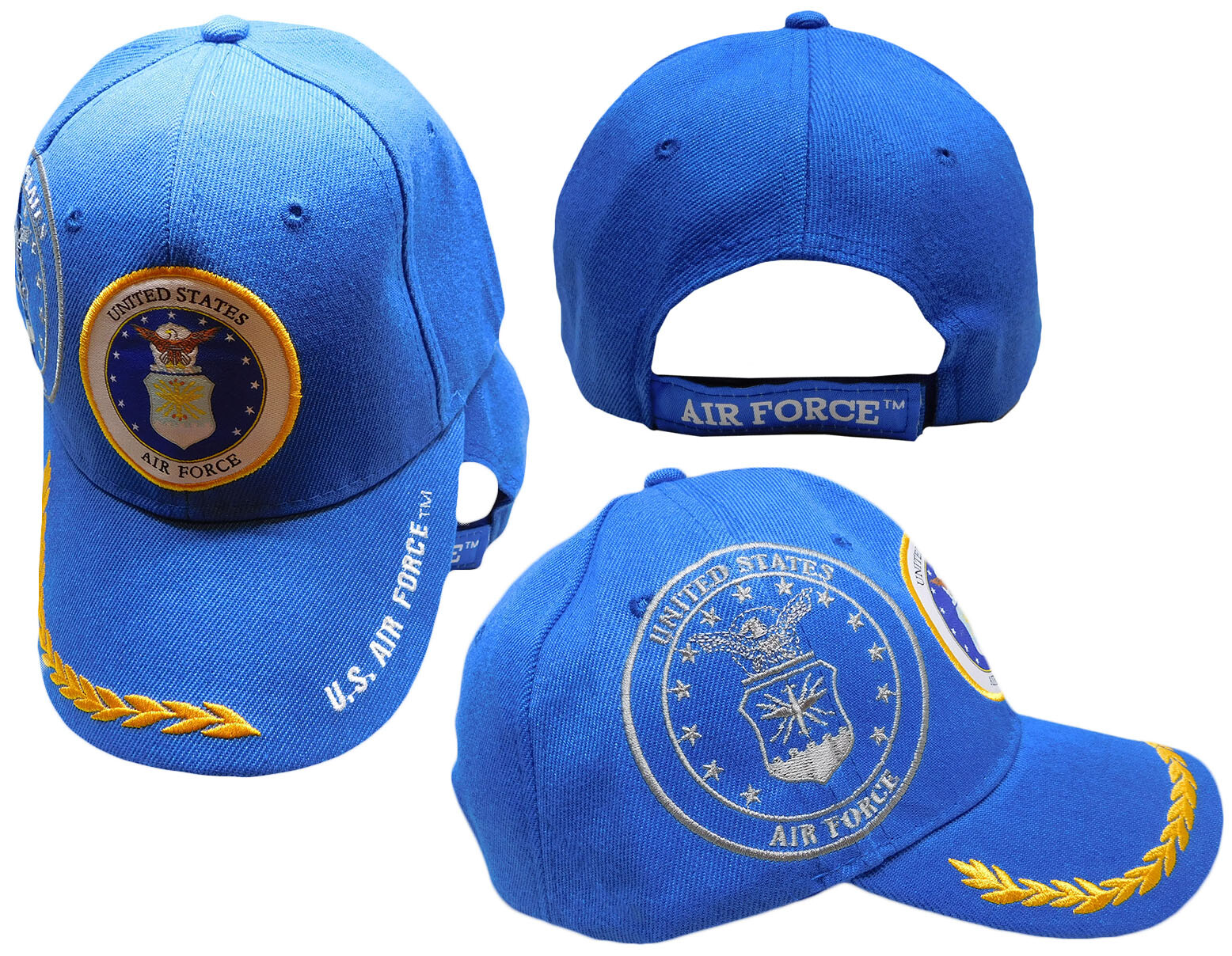 NEW! US AIR FORCE USAF ROUND VETERAN LEAF ADJUSTABLE CAP HAT NAVY | eBay