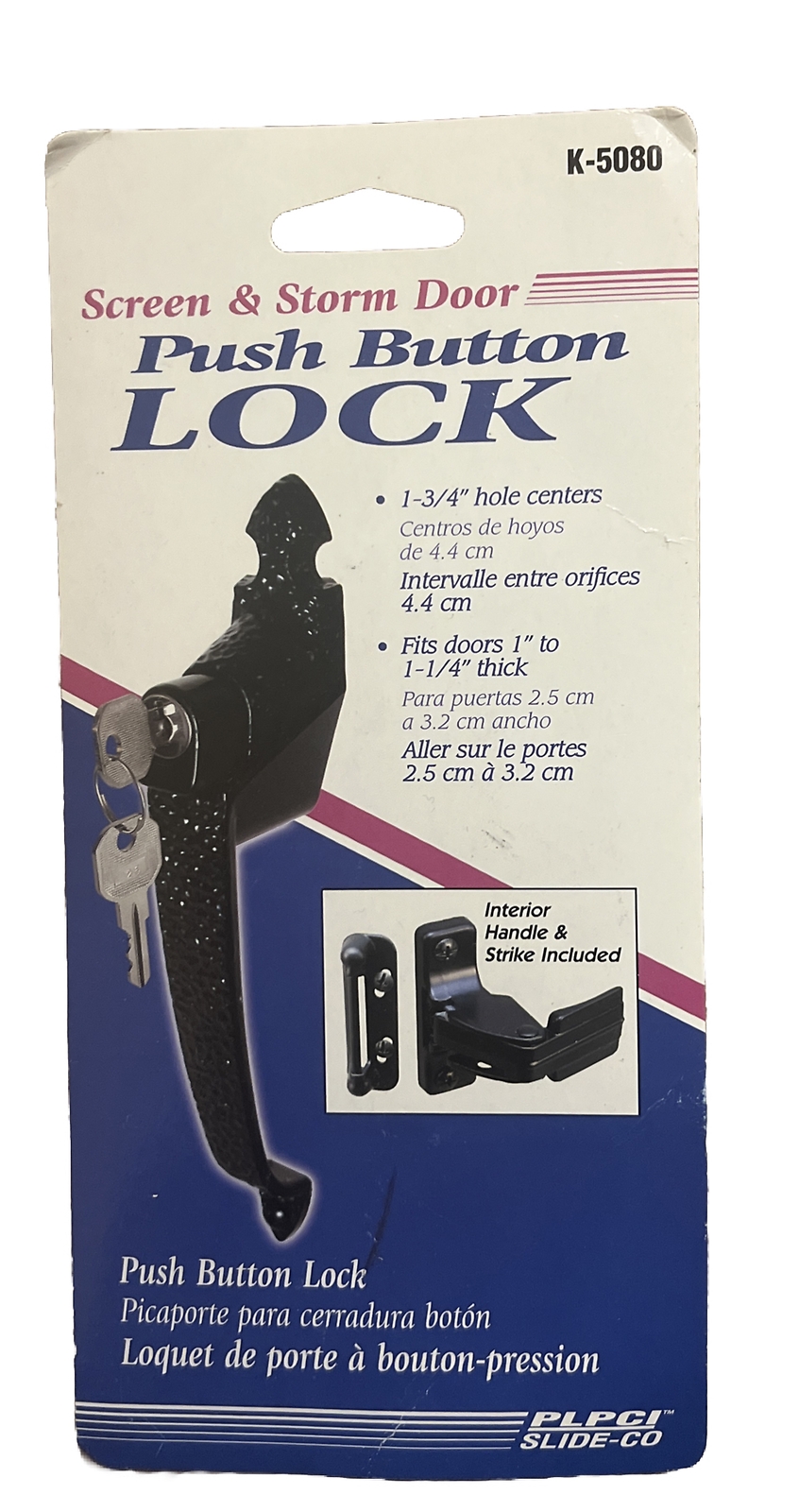 PLPCI Storm Door K-5080 Colonial Push Button Lock with Key and 1-3/4 ...