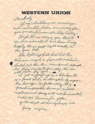 Back To The Future Western Union Letter All 3 Pages!! Print/Poster Prop ...