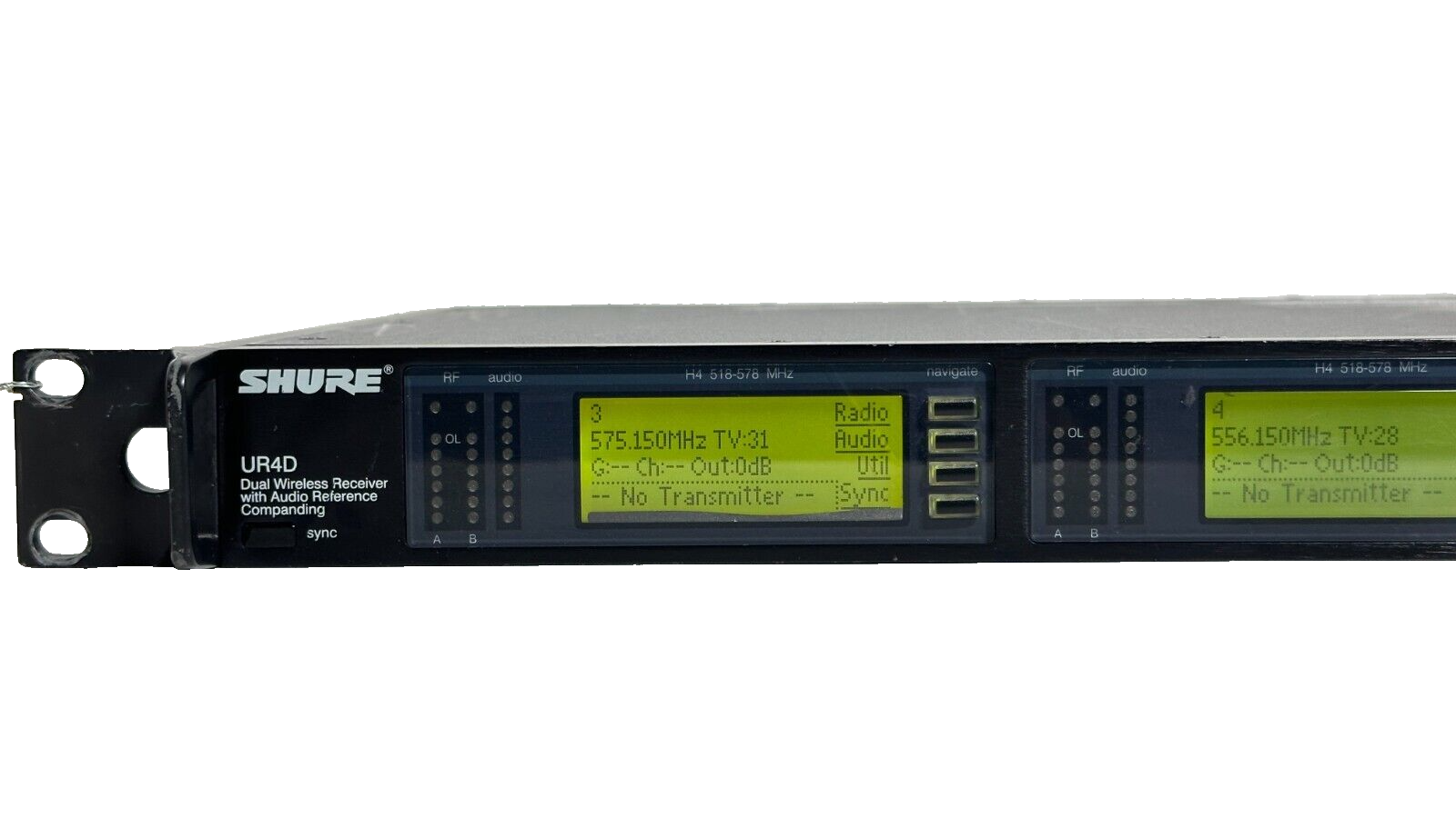 Shure UR4D H4 Dual Wireless Receiver Freq 518-578MHz #17807 #17808 (One ...