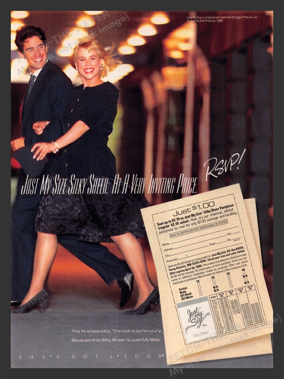 Just My Size Silky Sheer Hosiery Night Date 1980s Print Advertisement ...