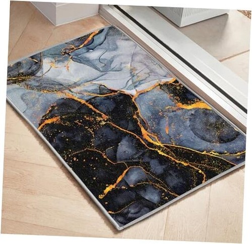 Black Gold Marble Area Rug 2x3 ft Modern Small Floor Mats Abstract Grey ...