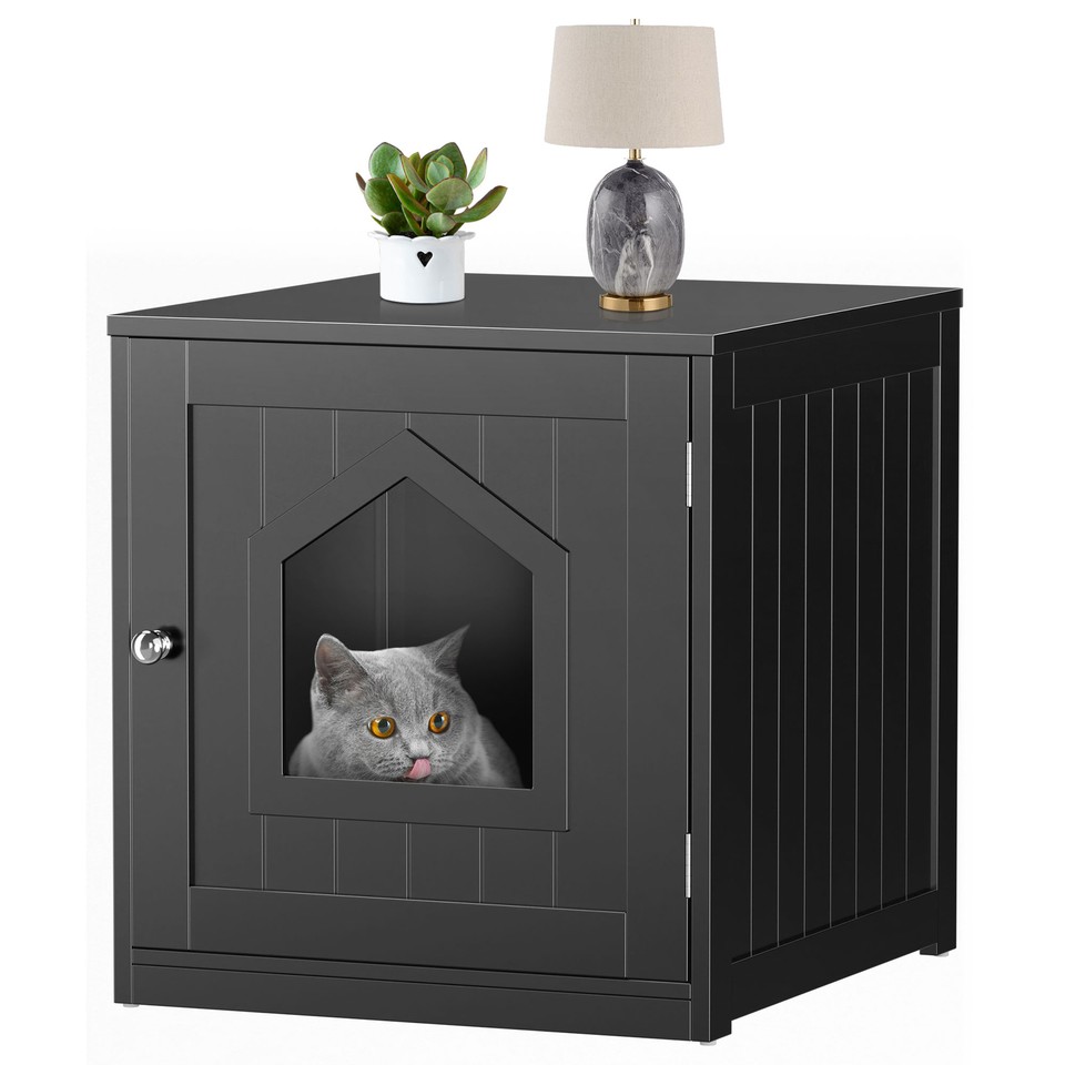 Cat Litter Box Furniture Hidden Enclosed Cabinet Cat Washroom Vent Hole ...