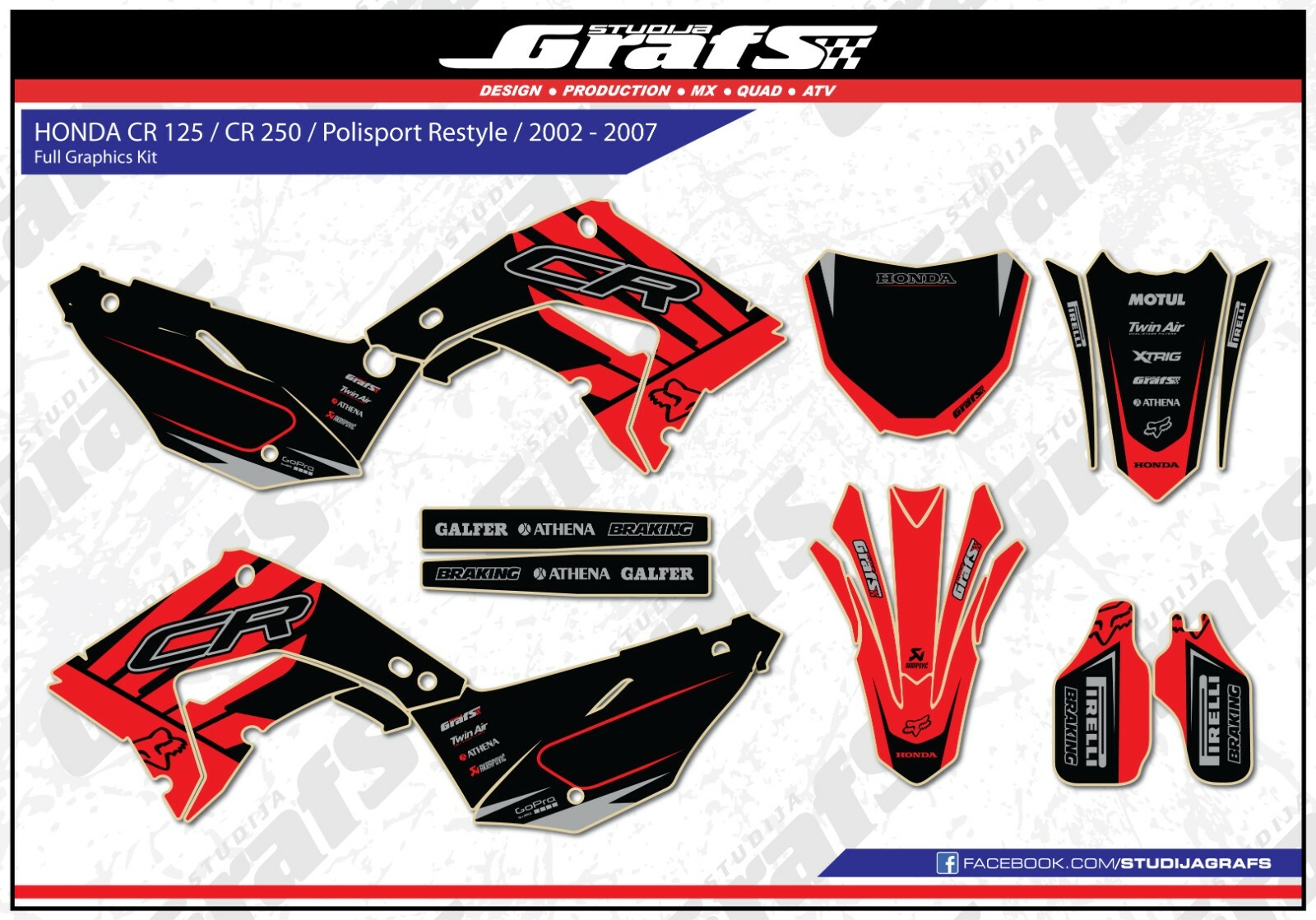 2002 2003 2004 2005 2006 2007 Graphics Kit HONDA CR 125 250 Polisport ...
