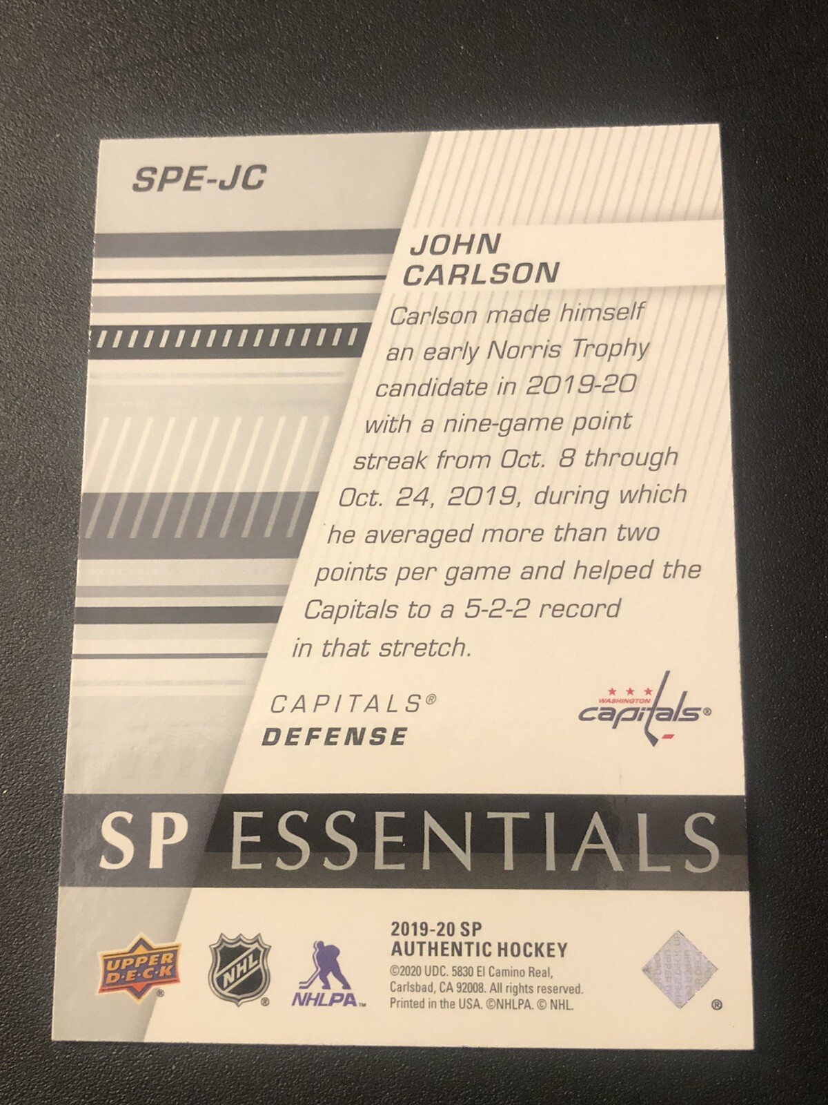 2019-20 SP Authentic SP Essentials John Carlson #SPE-JC | eBay