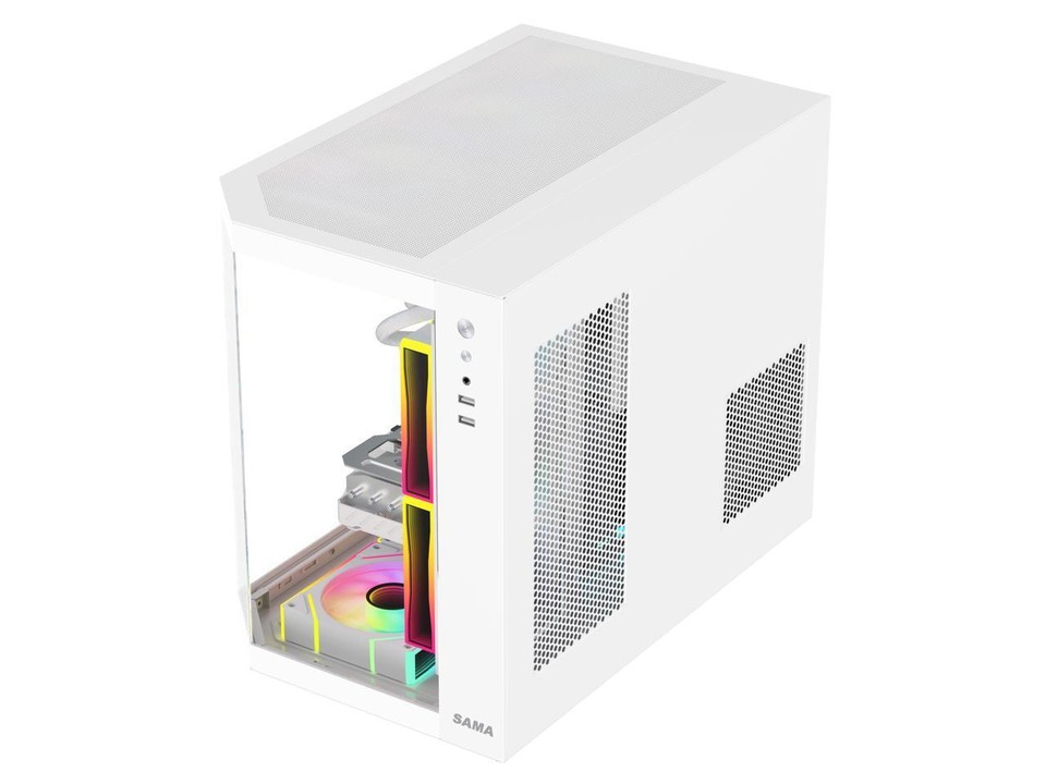 Sama 2771 White Dual USB3.0, Tempered Glass Micro-ATX Tower Gaming ...