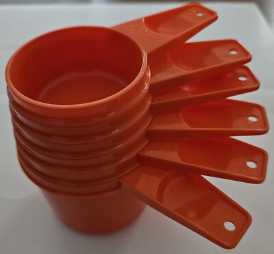 new TUPPERWARE vintage MEASURING CUPS set of 6 ORANGE retro #766 | eBay