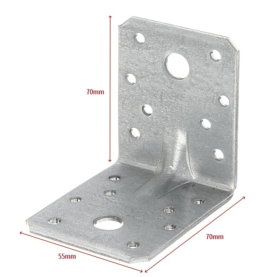 Galvanised Steel Corner Angle Brackets Metal Heavy Duty Braces L - Pack ...