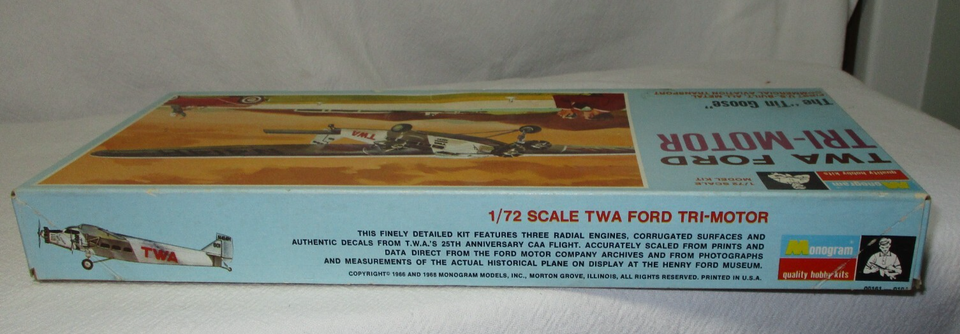 VINTAGE MONOGRAM 1968 TWA FORD TRI-MOTOR MONOPLANE "THE TIN GOOSE" MODEL KIT IOB | eBay