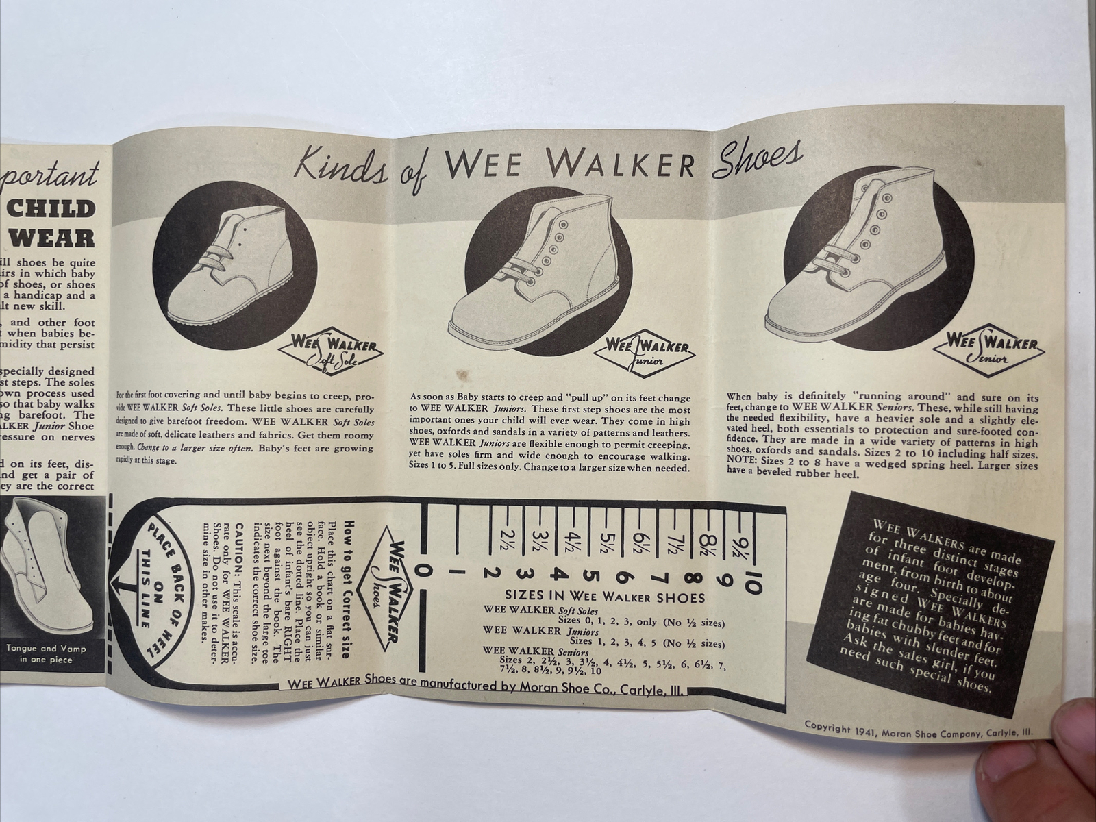 VINTAGE 1950'S WEE WALKER Shoes Advertising Sales Foldout | eBay