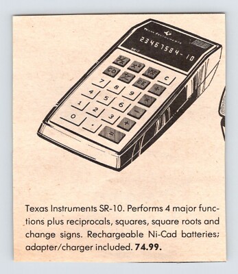 1974 TEXAS INSTRUMENTS CALCULATOR AD Vintage 3.5"X4.5" Newspaper Clip ...