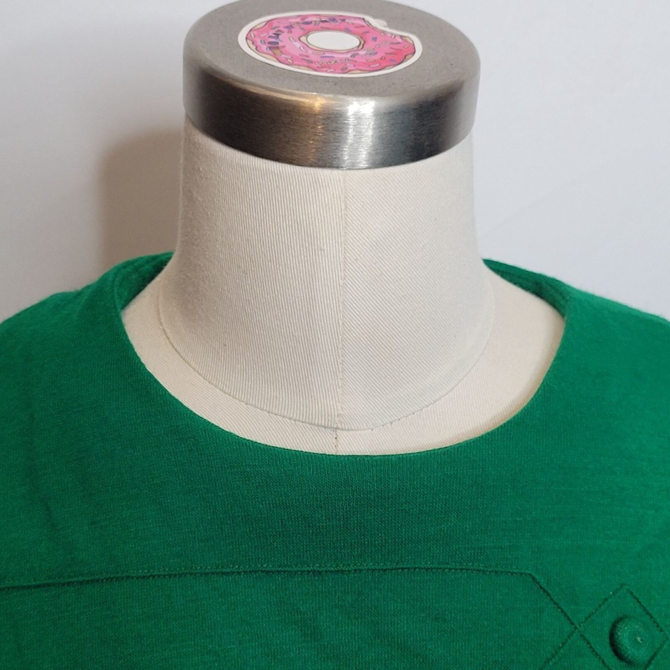 Vintage Dress Green Polyester Shortened Hem with Lace Hem Tape Zip Back ...