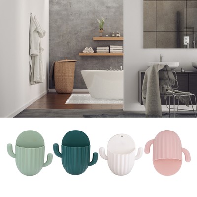 Wall Mounted Storage Box Hole Punching Cactus Shaped Toothpaste Toothbr ...