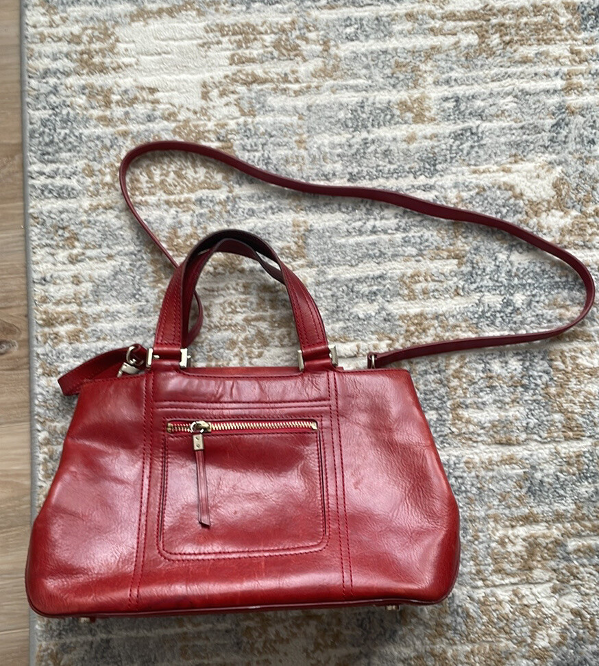 Ellen Tracy Satchel Crossbody Purse Red Leather Mediu… - Gem