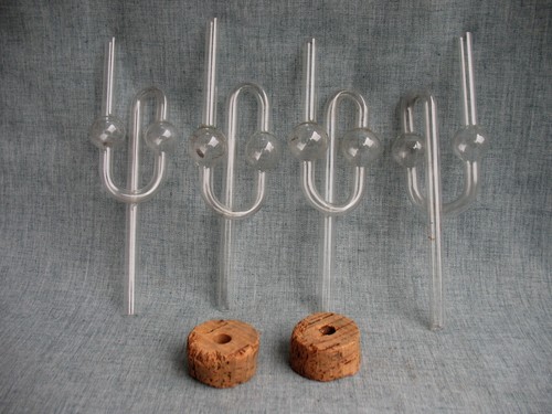 4 Vintage Glass Tubes Distillation Laboratory Chemistry Curved Bulb ...