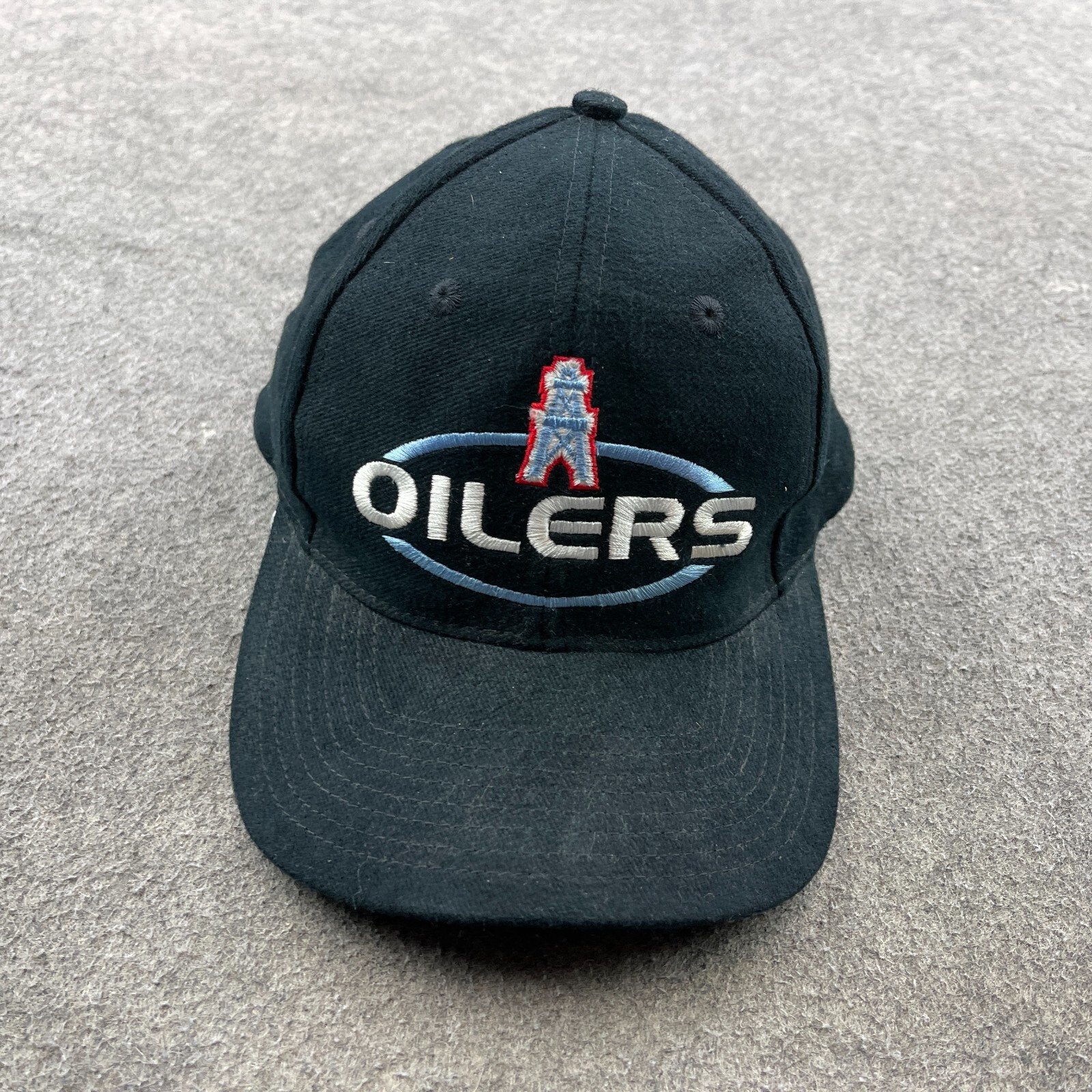 Vintage Houston Oilers Hat Cap Black Blue Spell Out Embroidered Logo ...