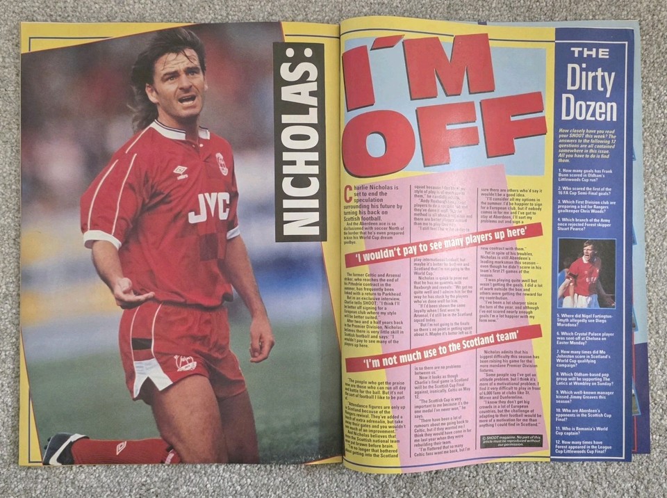 VINTAGE SHOOT FOOTBALL MAGAZINE - 28TH APRIL 1990 - OLDHAM v FOREST ...