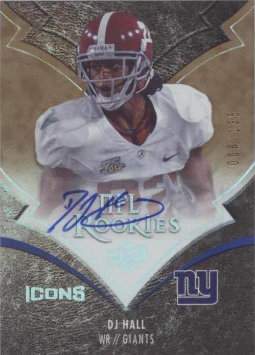 2008 Upper Deck Icons - NFL Rookies DJ Hall #120 Rookie Autographs ...