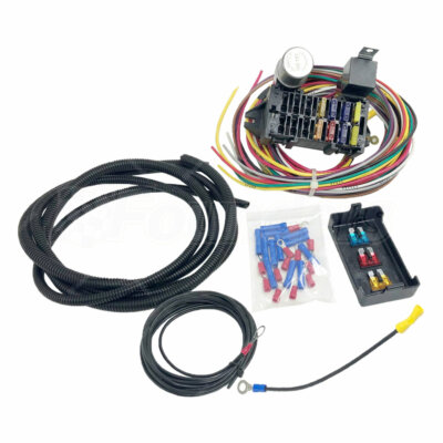 10 Circuit Basic Wire Harness Fuse Box W Street Hot Rat Rod Wiring Car ...