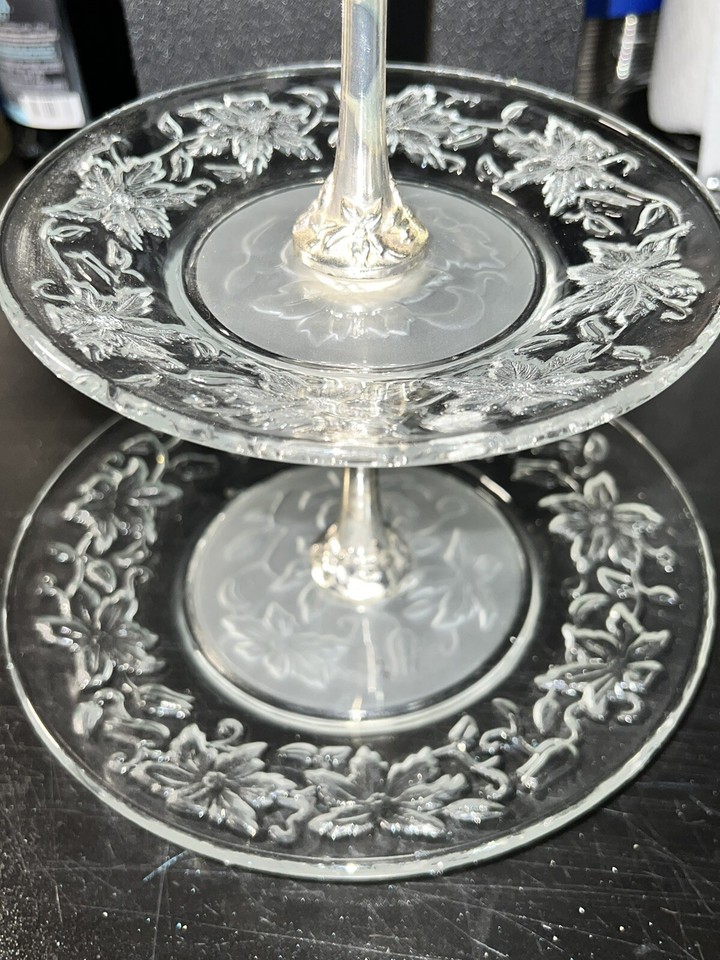 2 tier cake and pastry stand glass | eBay