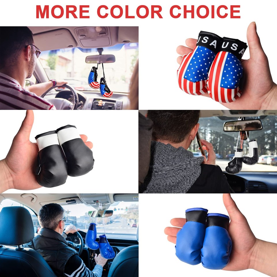 2 Pack Mini Boxing Gloves Car Mirror Hanging Miniature Punching Gloves ...