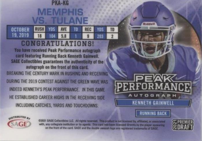 2021 Sage Premier Draft Kenneth Gainwell #PKA-KG for sale | eBay