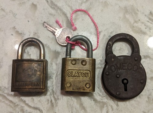 3 Vintage Pad Locks - Omeco, Waterbury & Slayco | eBay