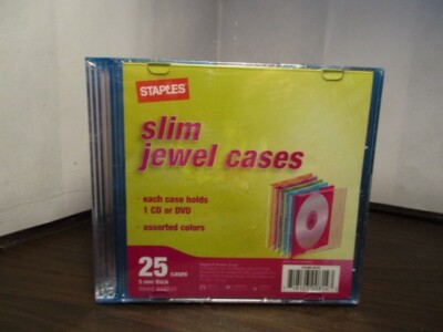 NEW Staples Jewel Cases 25 Pack Multi-Colored Slim - CD or DVD | eBay