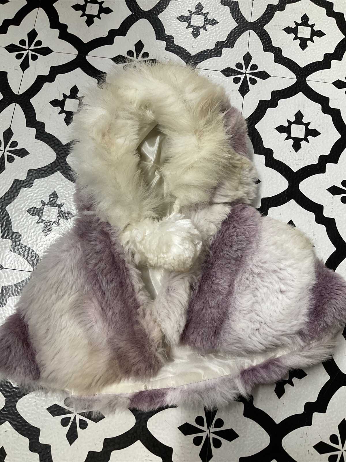 Vintage Fancy Furs Purple & White Faux Fur Doll Coat for Cabbage Patch ...